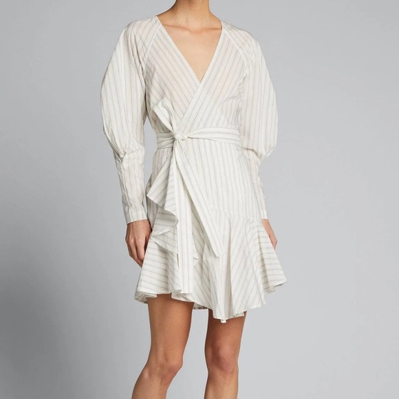 A.L.C. | Dresses | Alc Enzo Striped Puff Sleeve Wrap Dress | Poshmark
